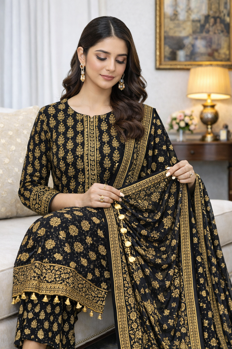 Swiss Lawn Unstitched 3 Piece Suit - A1305 – Warsa Fabric